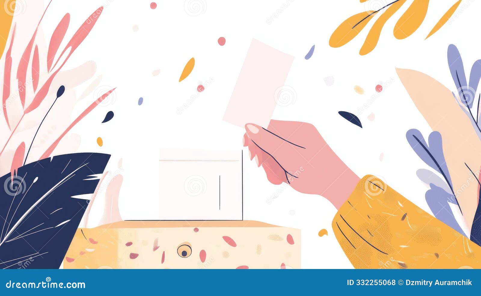 A Hand Places Paper into a Feedback Box in a Straightforward, Flat ...
