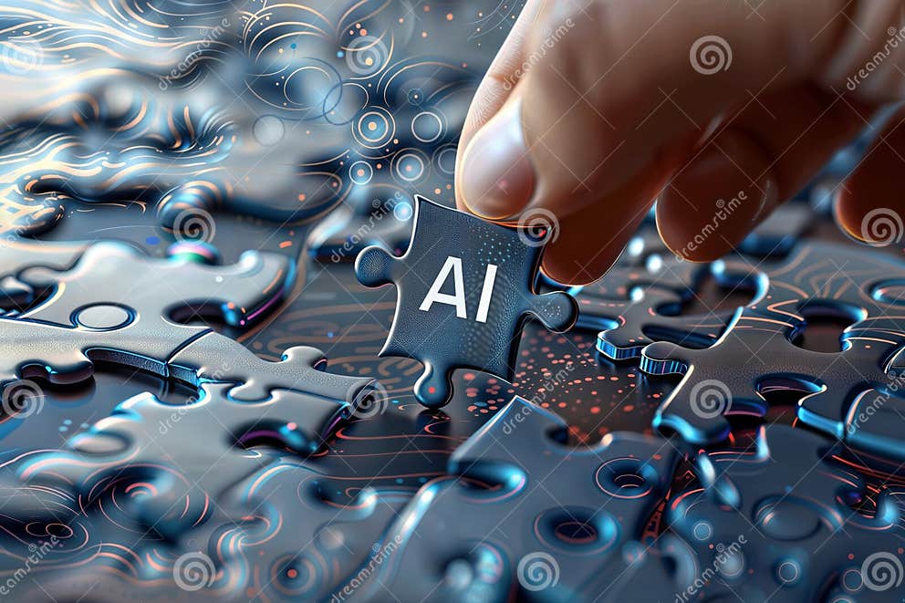 Hand Placing AI-Labeled Puzzle Piece, Generative Ai Stock Illustration ...
