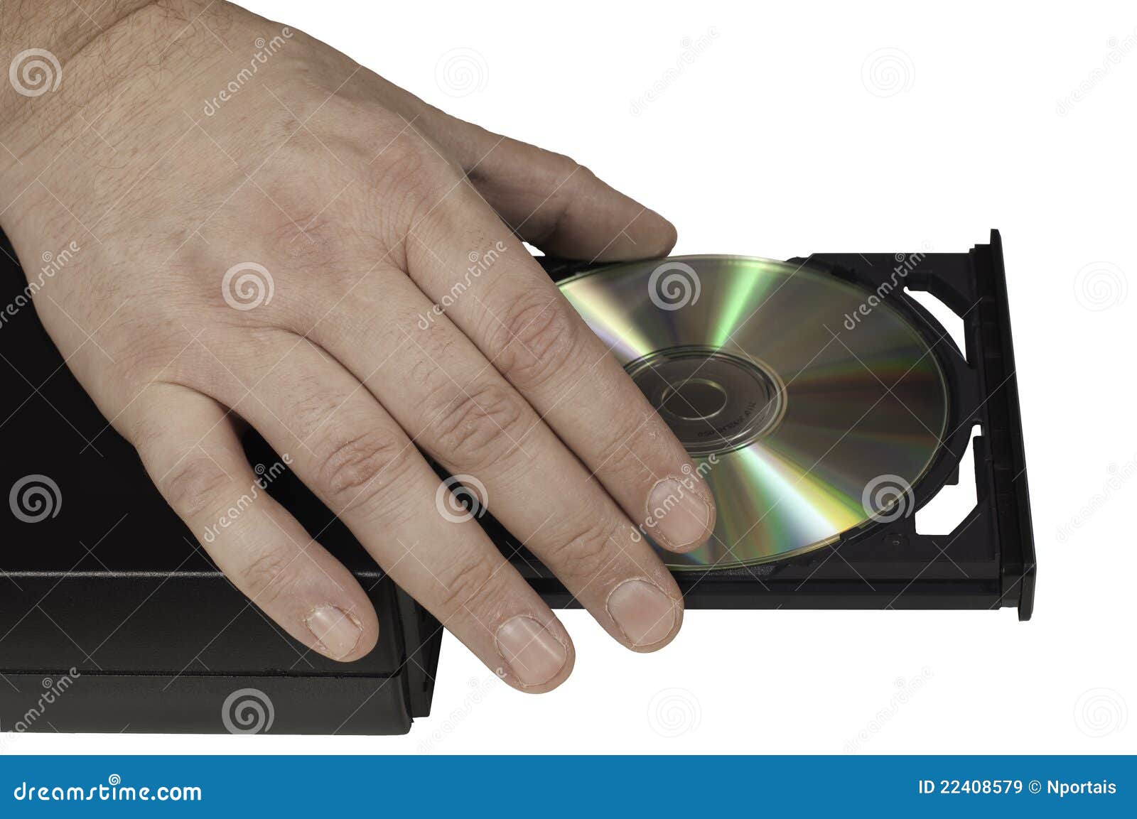 Hand Placing a CD in a Drive Tray (2/3) Stock Image - Image of fingers ...