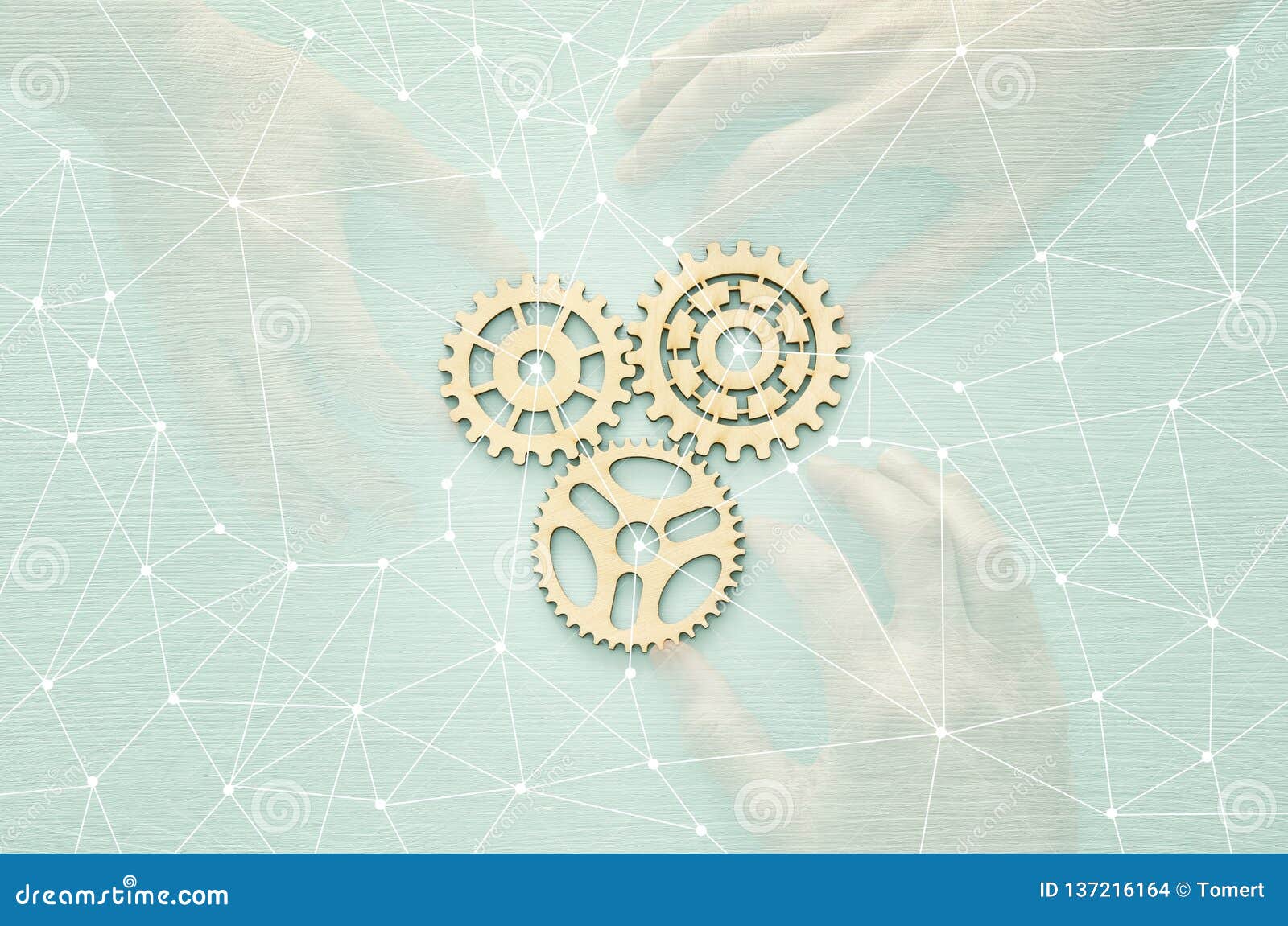 Hand Placing a Cogwheel in Set of Gears Mechanism. Stock Illustration ...