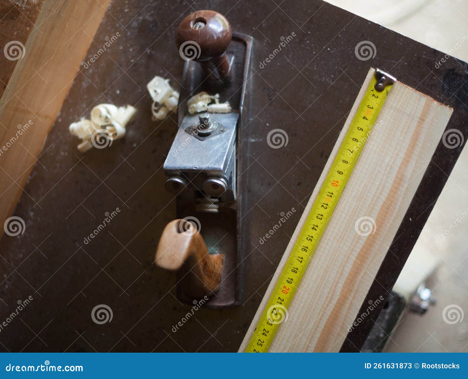 Hand Plane and Ruler on the Workbench Stock Image - Image of joiner ...