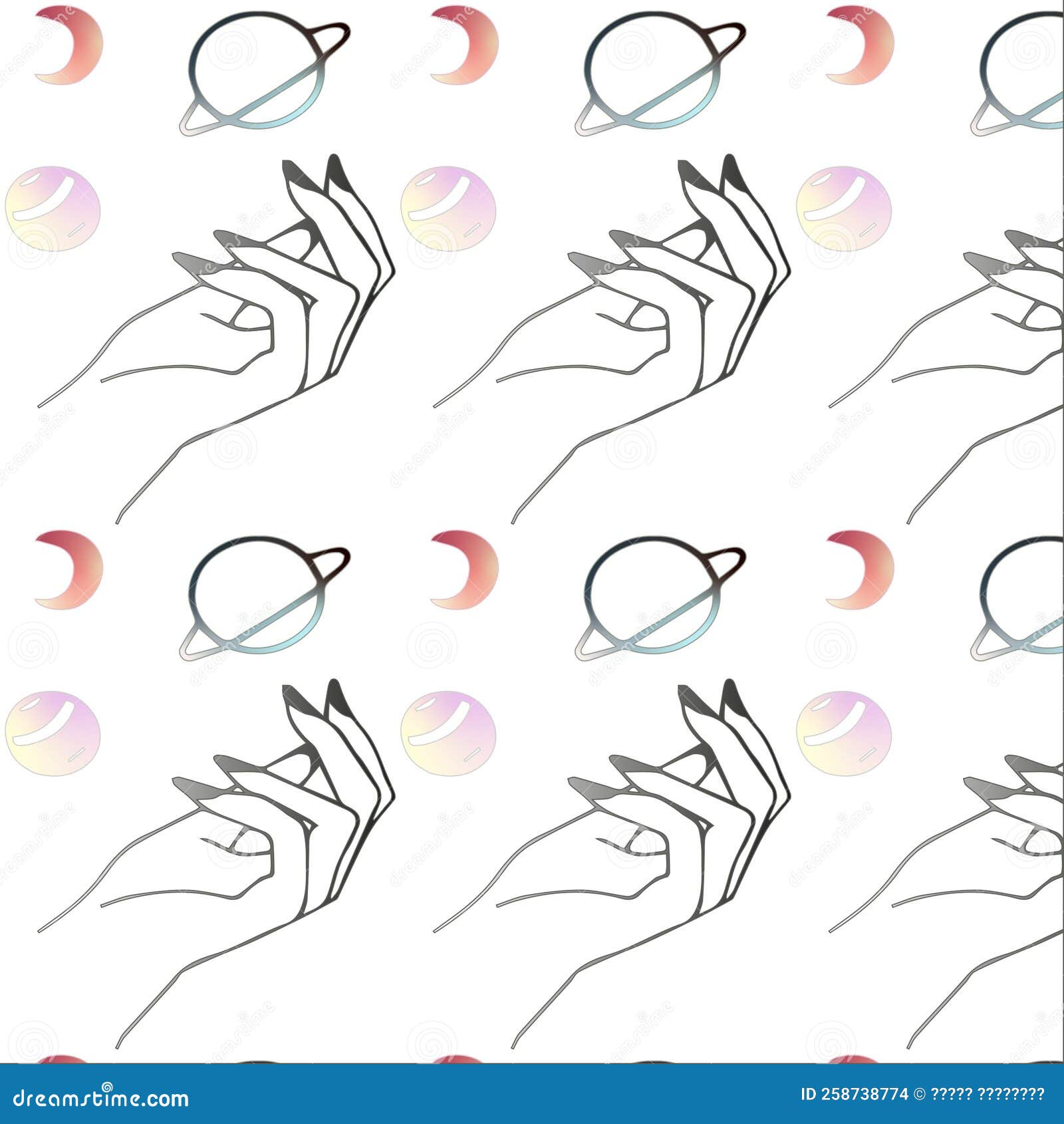 Hand with planets stock illustration. Illustration of sketch - 258738774