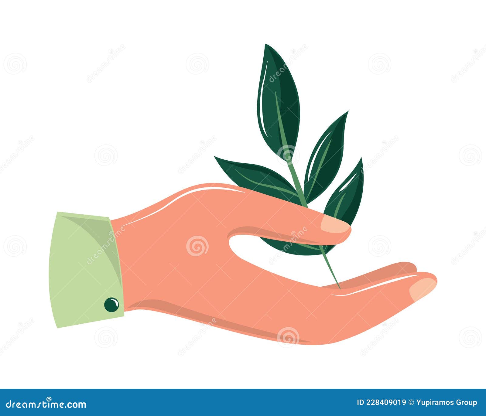 Hand with plant stock vector. Illustration of plant - 228409019