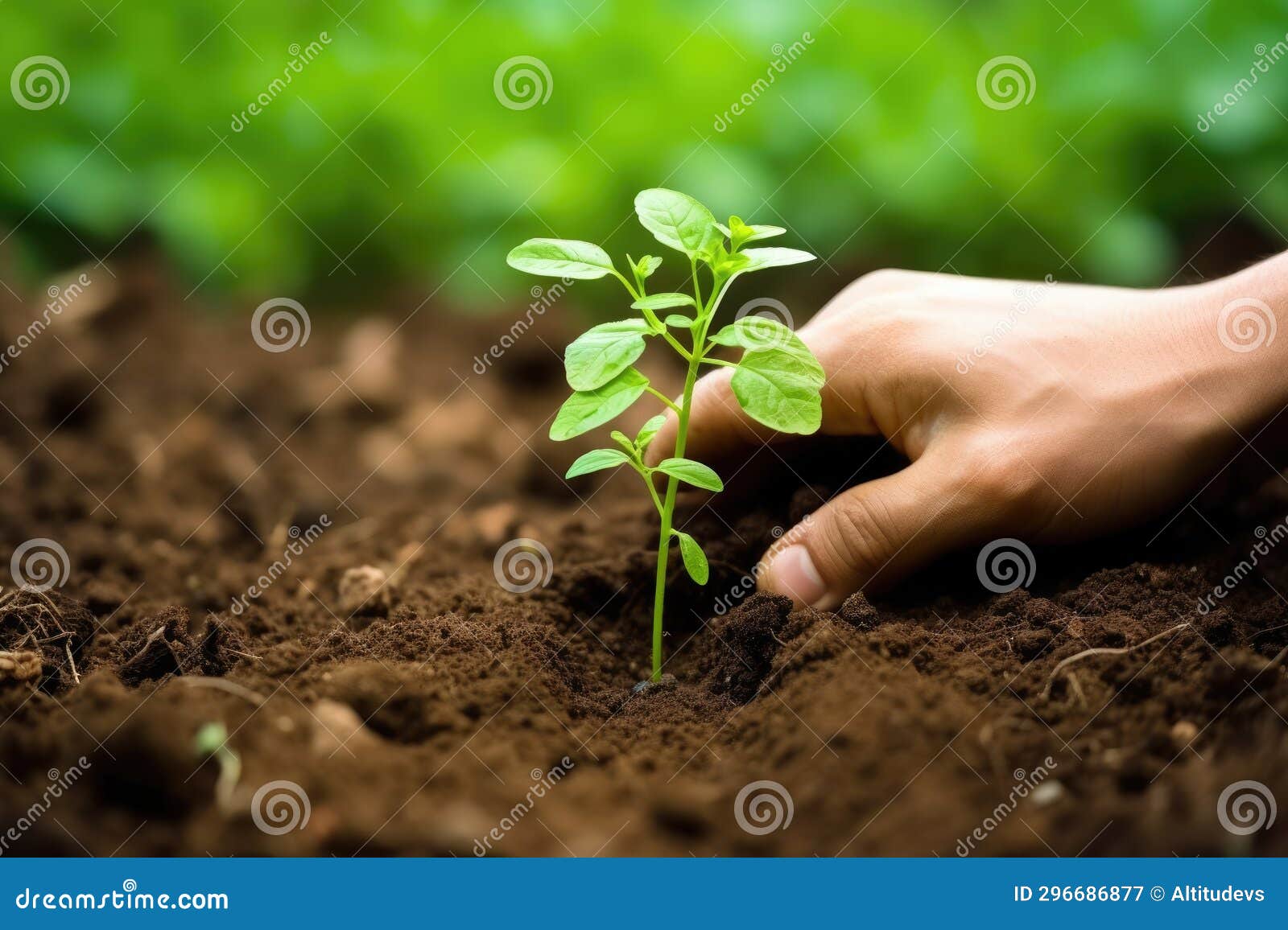 Hand Planting Sapling in a Soil Stock Image - Image of generated ...