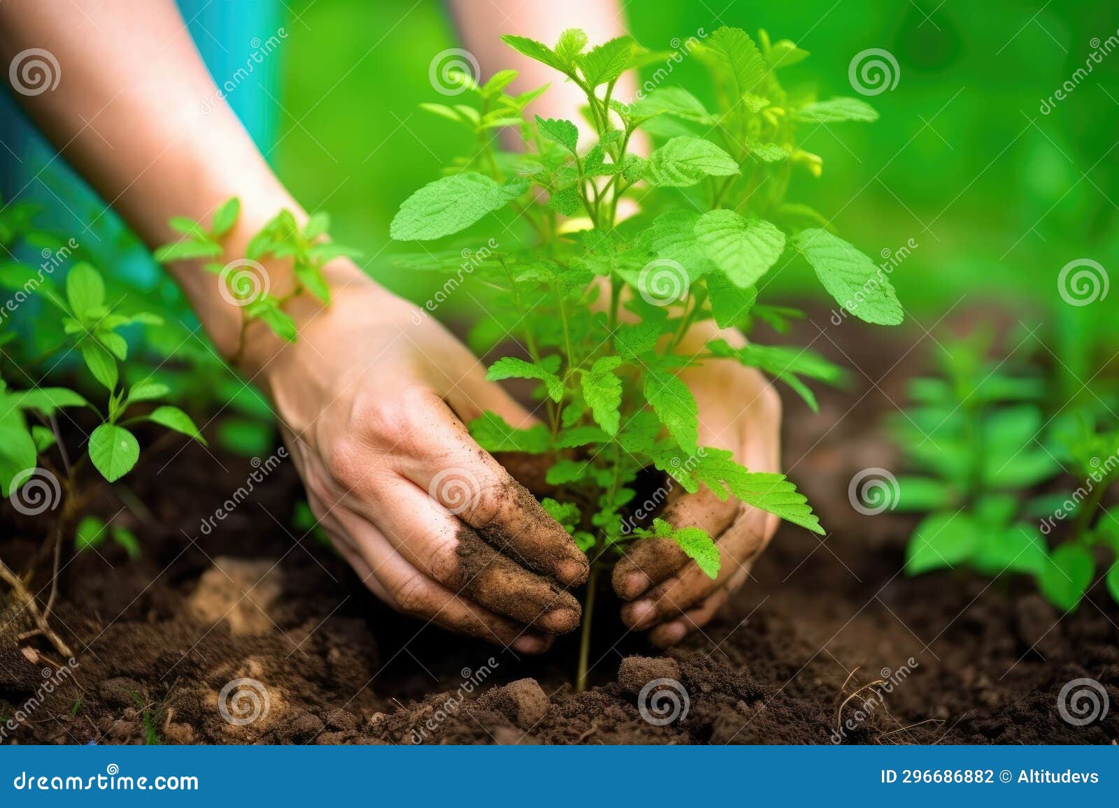 Hand Planting Sapling in a Soil Stock Photo - Image of care, growth ...