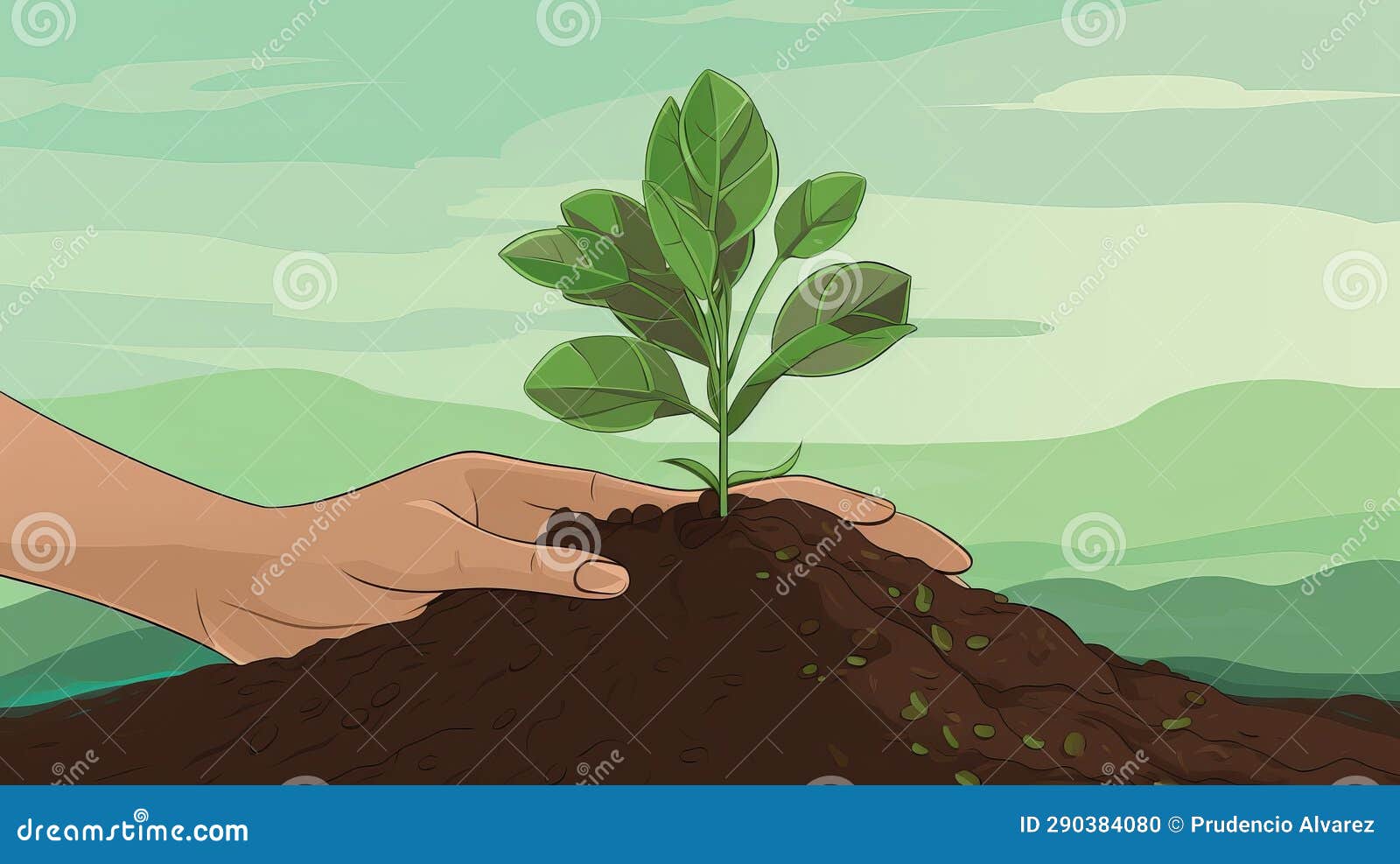 Hand planting a tree stock illustration. Illustration of gardening ...