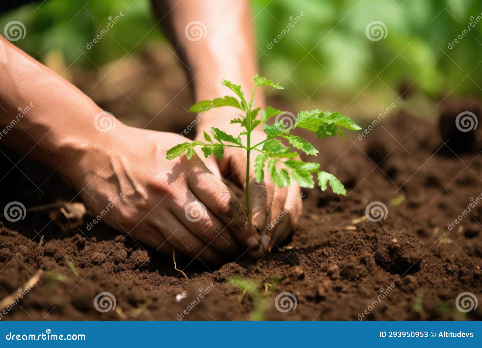 A Hand Planting Tree Sapling in Fertile Soil Stock Illustration ...