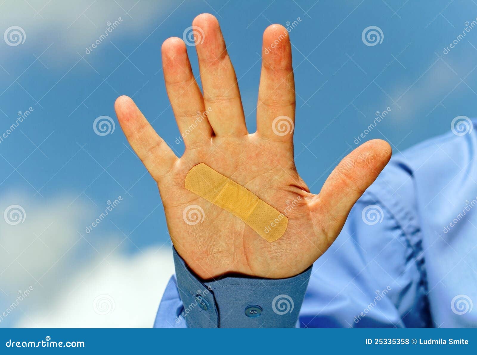 Hand with plaster. stock photo. Image of recovery, cloud - 25335358