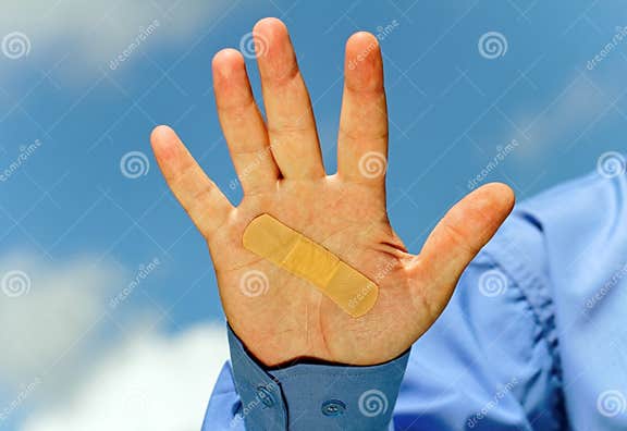 Hand with plaster. stock photo. Image of recovery, cloud - 25335358