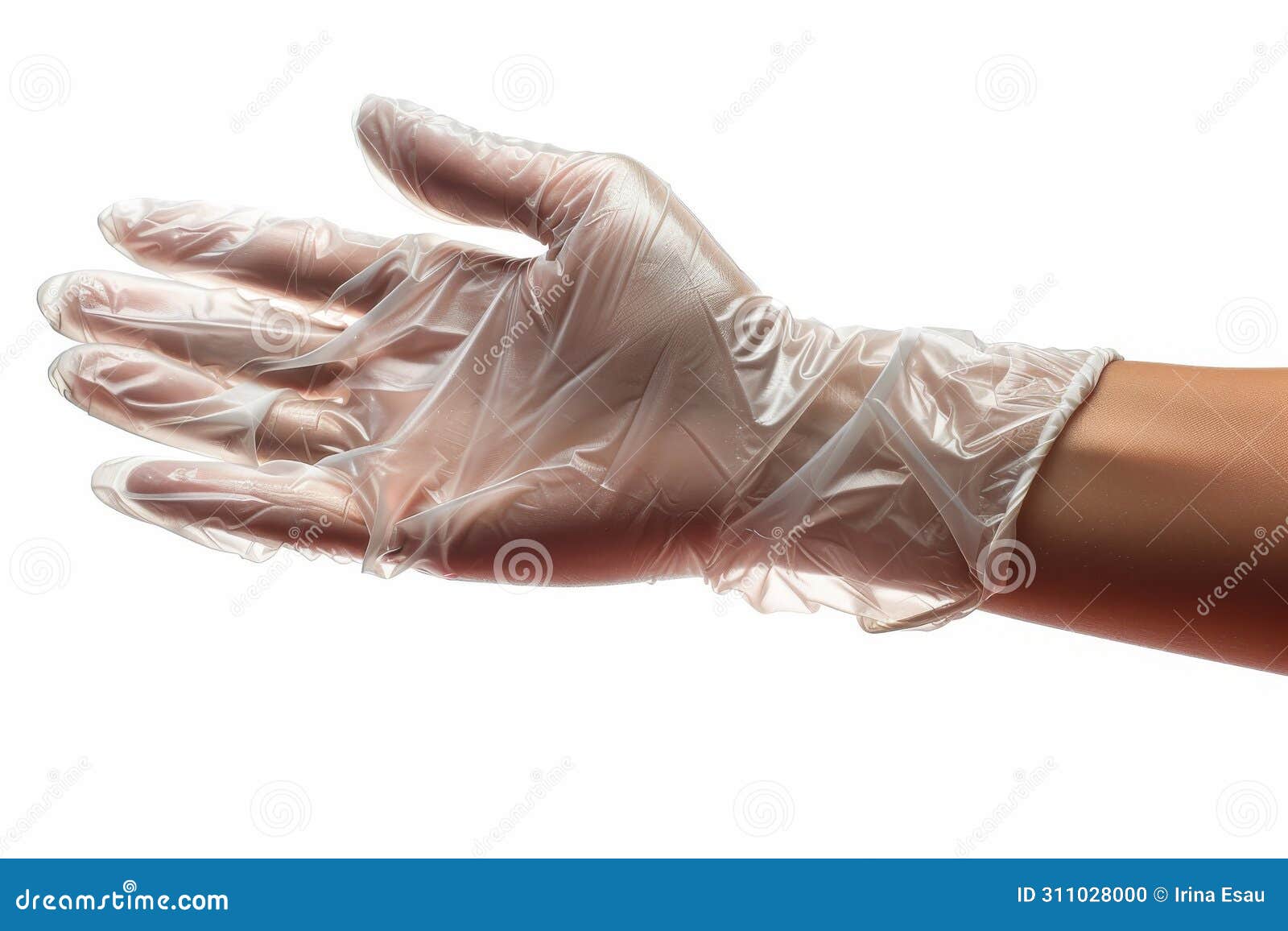 Hand in Plastic Glove on White Background Stock Photo - Image of ...