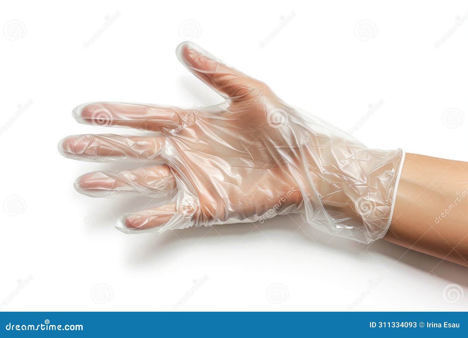 Hand in Plastic Glove on White Background Stock Image - Image of ...