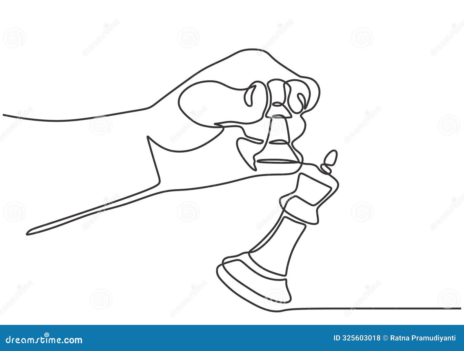 Hand Play Chess on Board in One Continuous Single Line Art Drawing ...