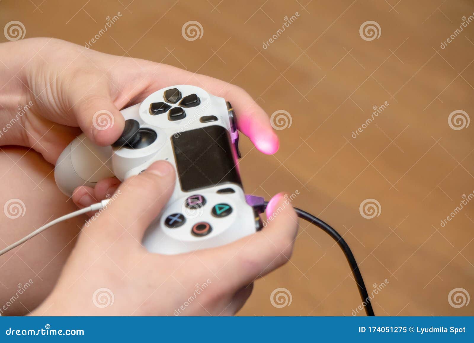 Hand Play Game on Console for Playing the Console Stock Image - Image ...