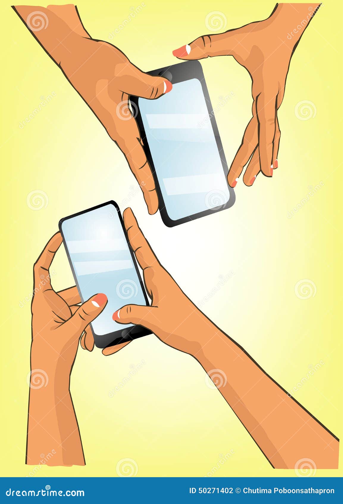 Hand play mobile phone stock illustration. Illustration of internet ...