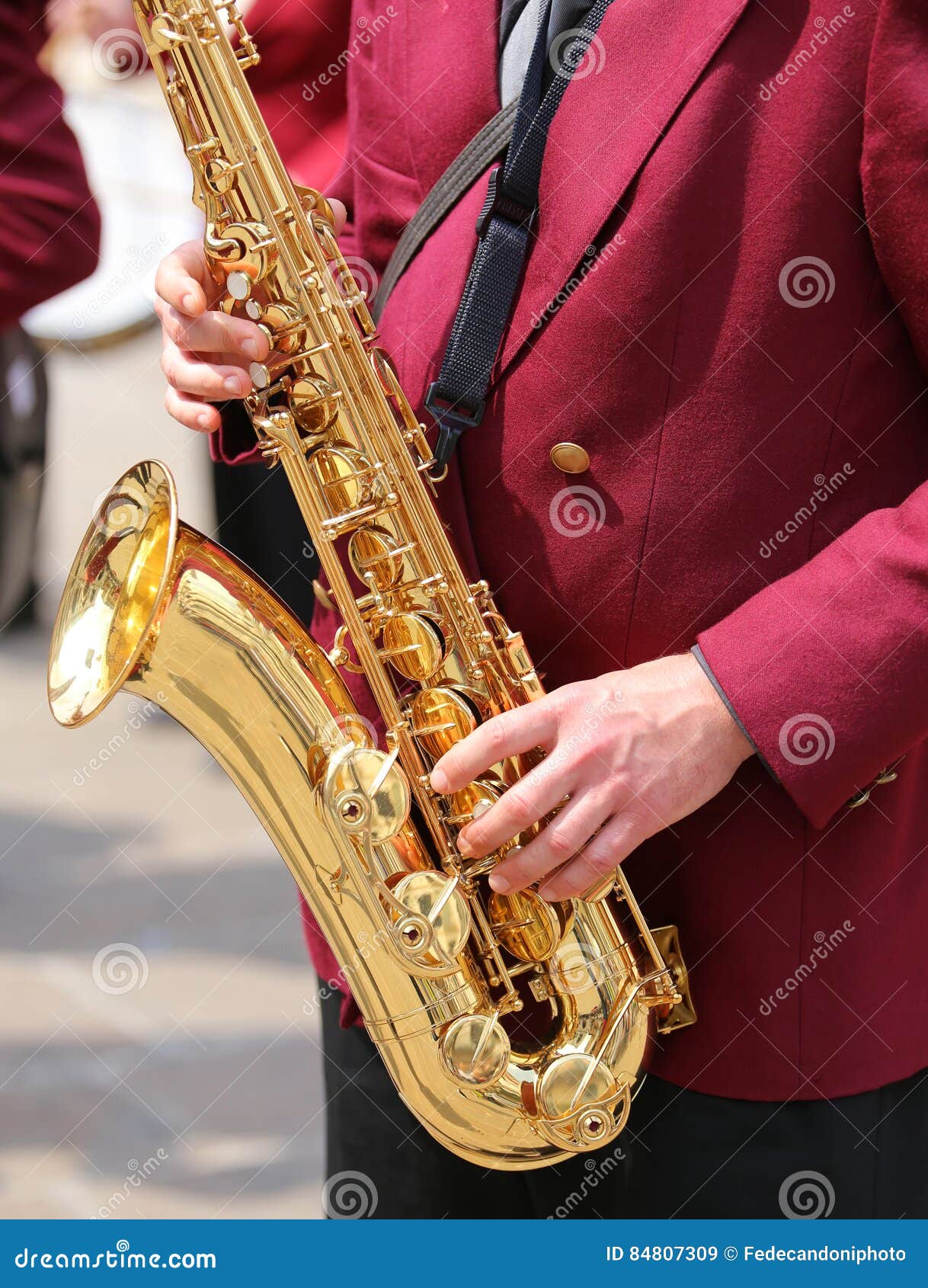Hand of Player and the Golden Saxophone Stock Image - Image of male ...