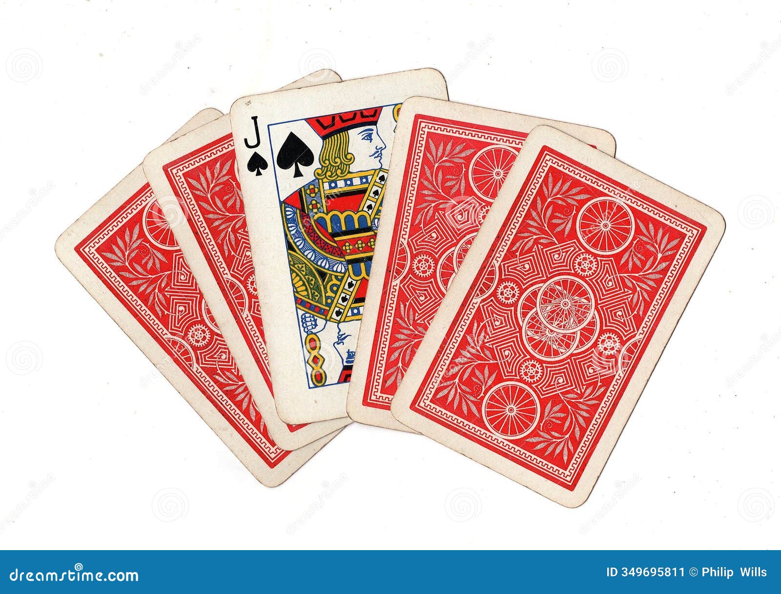 A Hand of Playing Card Backs with One Card Revealed. Stock Image ...