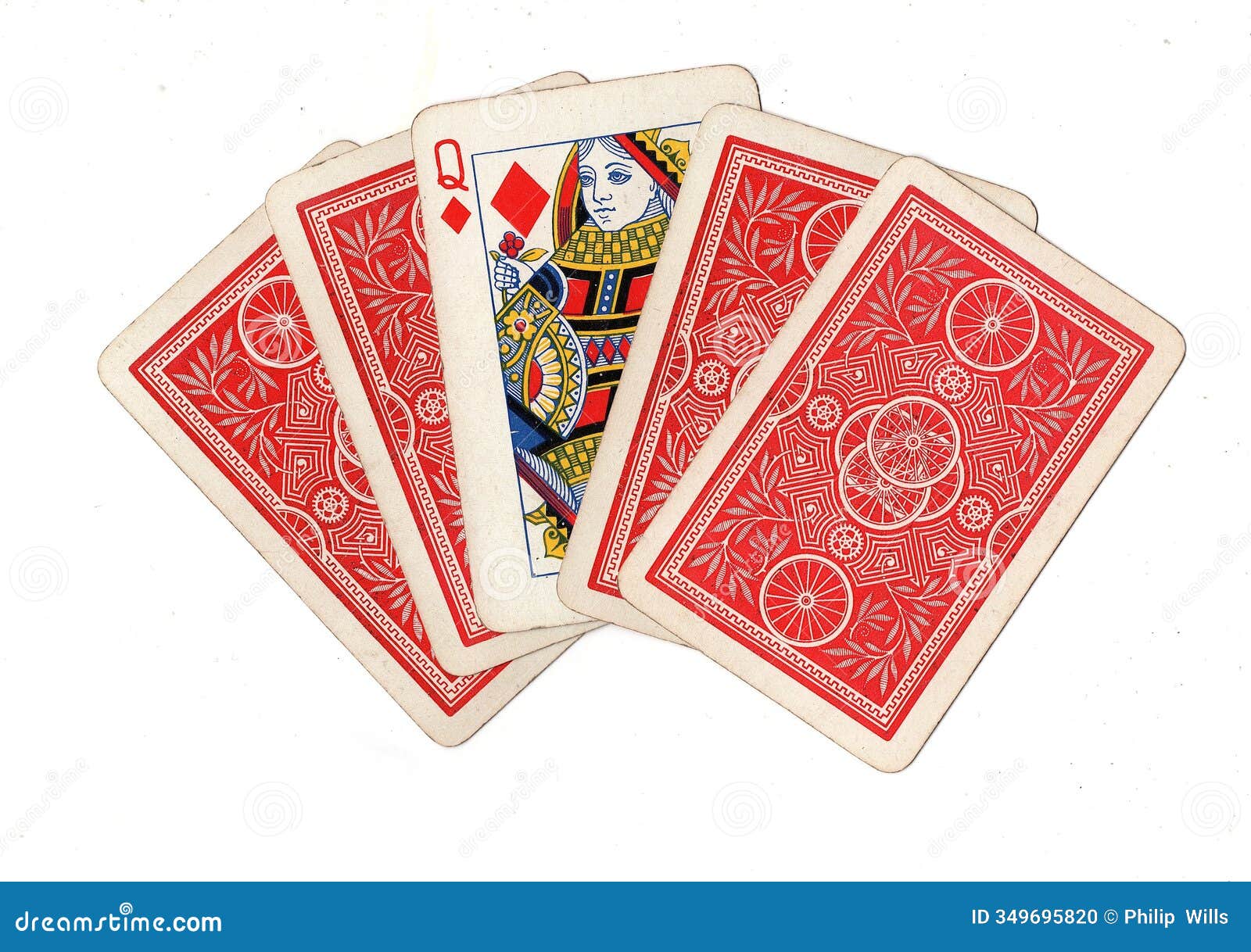 A Hand of Playing Card Backs with One Card Revealed. Stock Photo ...