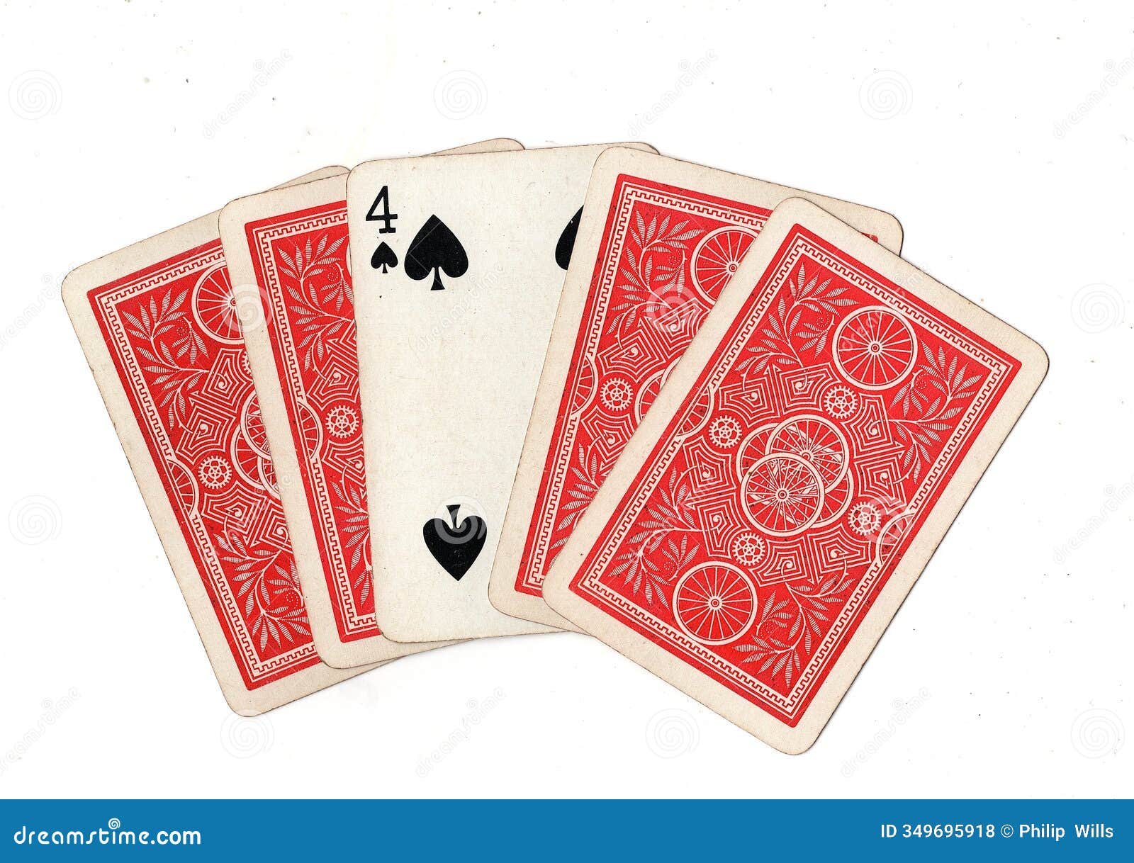 A Hand of Playing Card Backs with One Card Revealed. Stock Photo ...