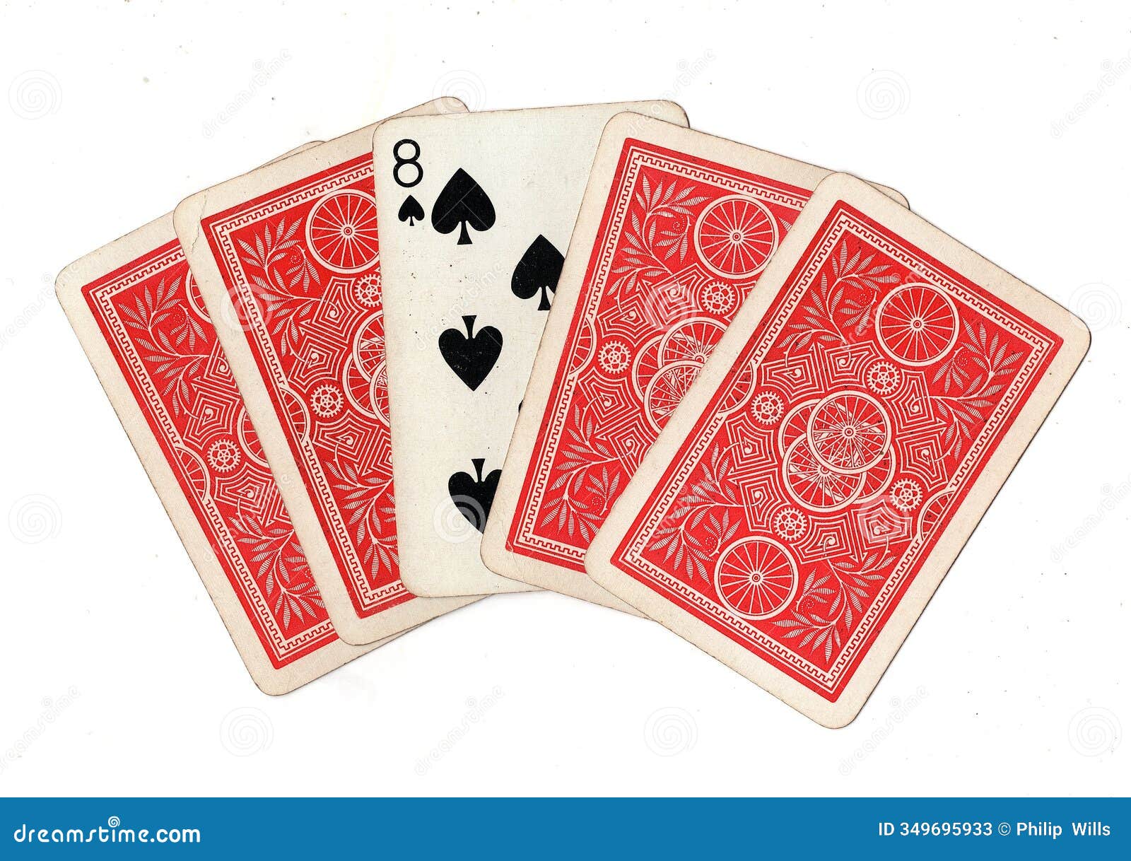 A Hand of Playing Card Backs with One Card Revealed. Stock Image ...