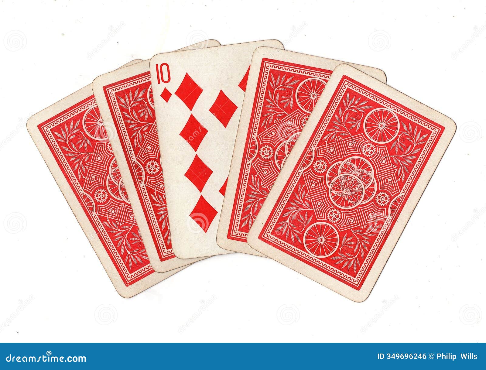 A Hand of Playing Card Backs with One Card Revealed. Stock Photo ...