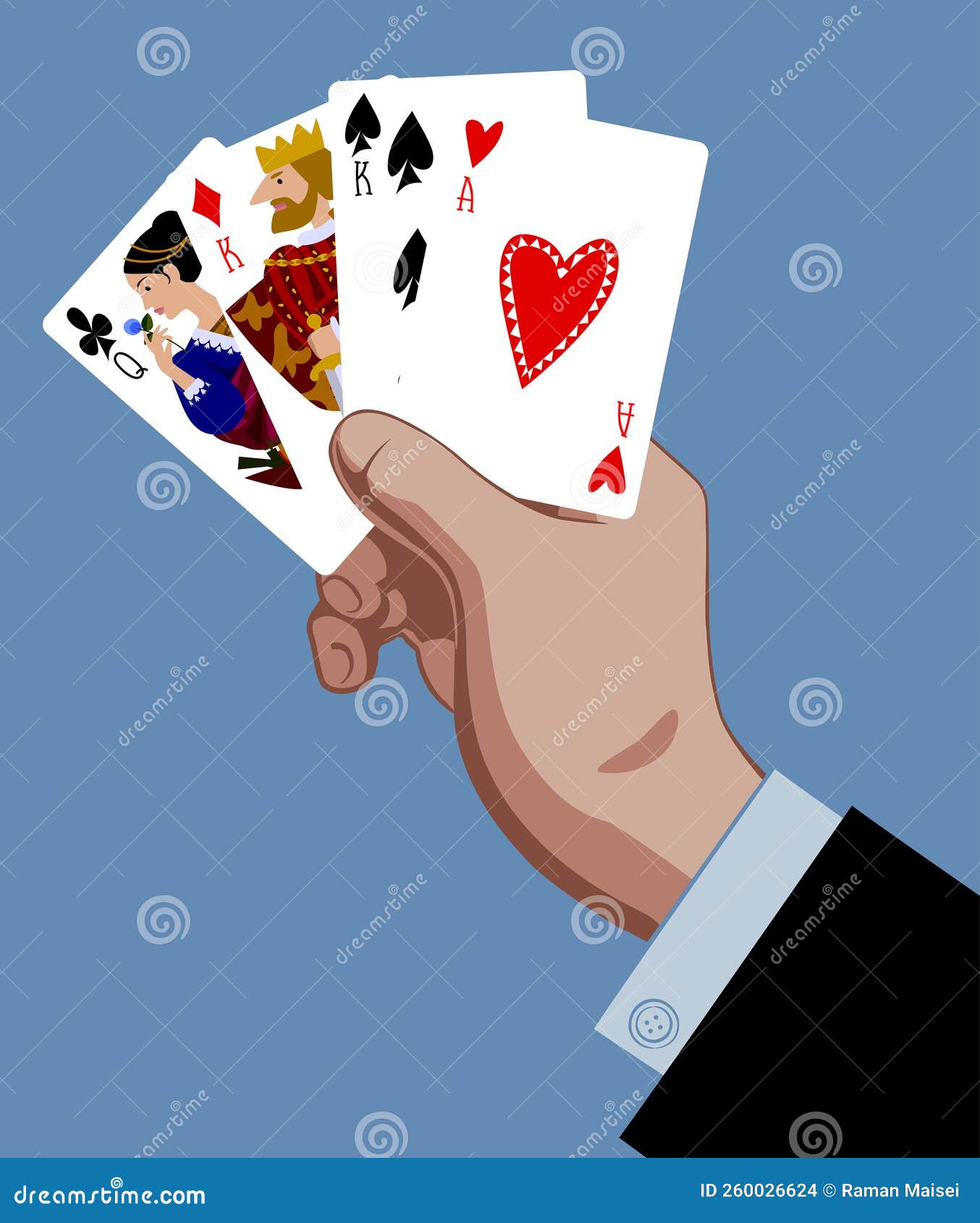 Hand with Playing Cards in Flat Modern Style Stock Vector ...