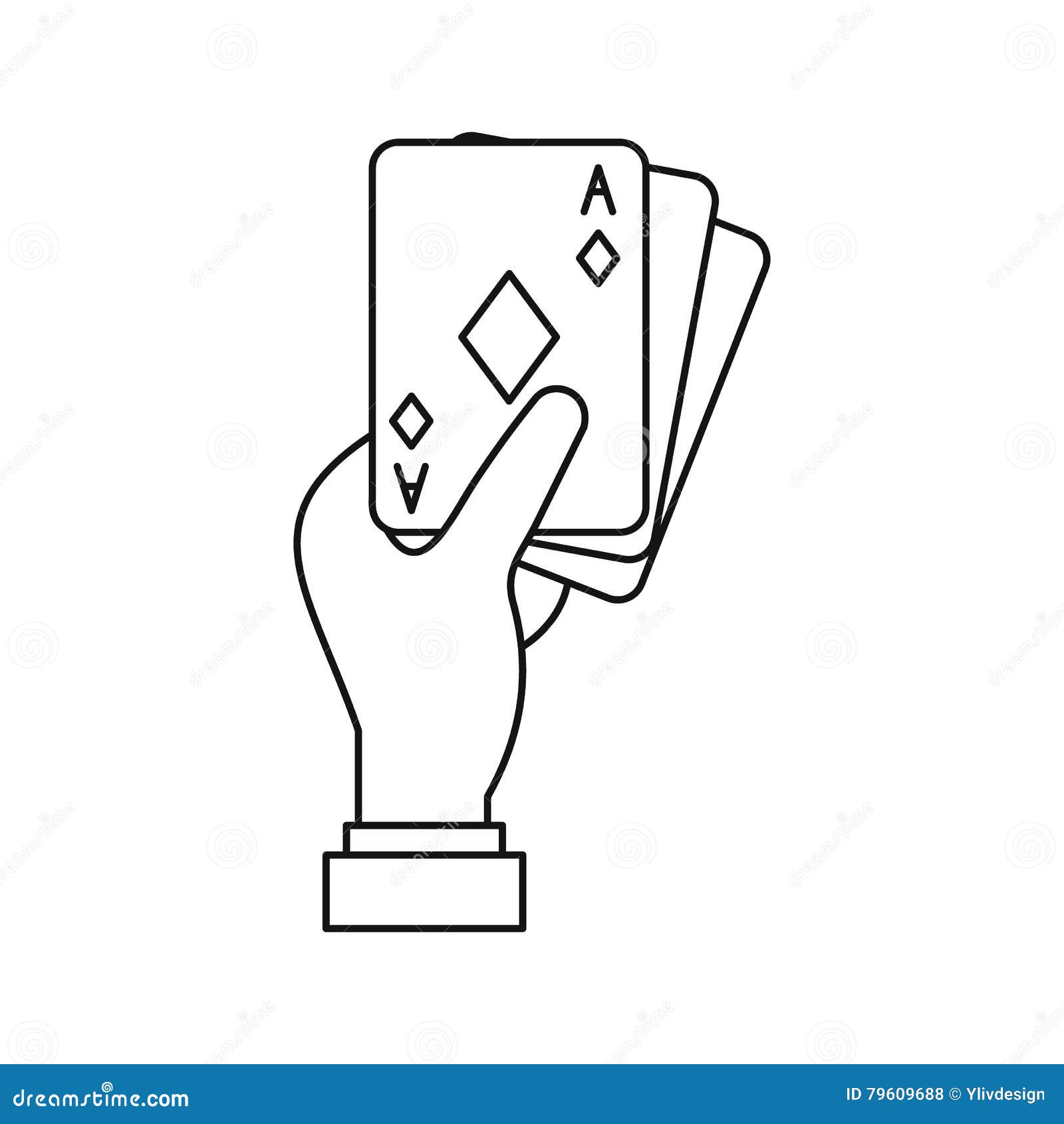 Hand with Playing Cards Icon, Outline Style Stock Vector - Illustration ...