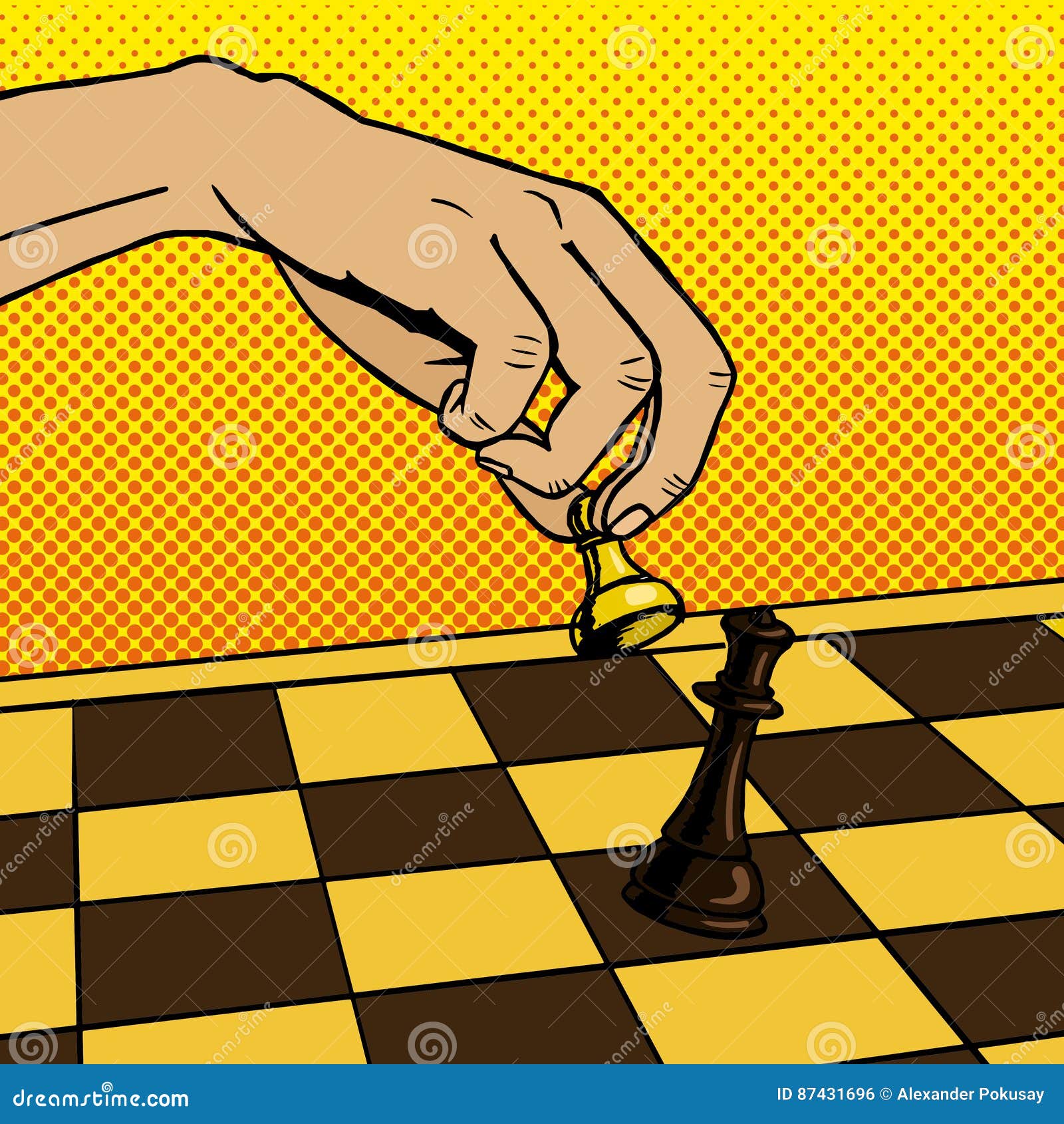 Hand Playing Chess Pop Art Vector Illustration Stock Vector ...
