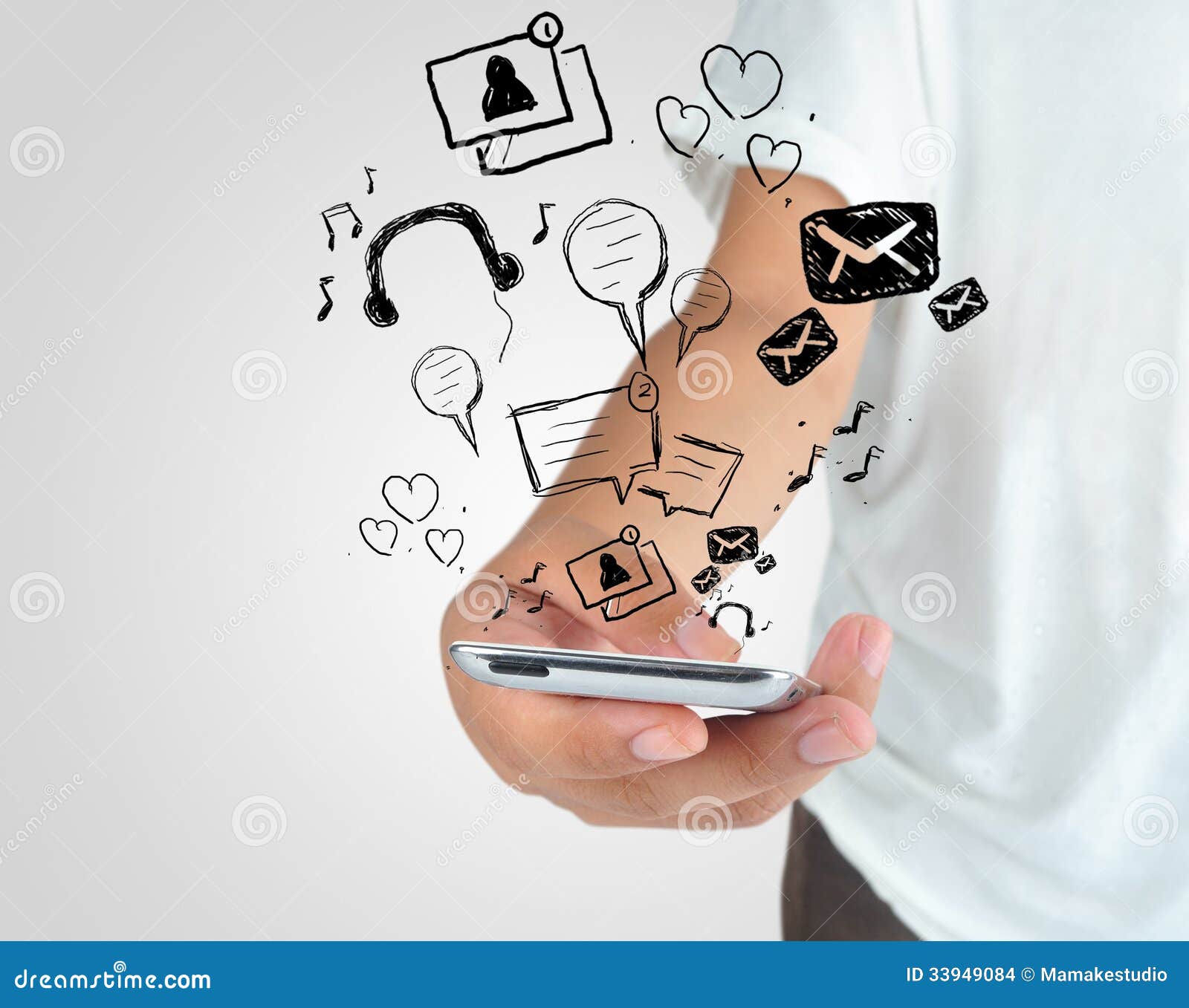 Hand Playing Modern Mobile Phone Stock Photo - Image of computer, cloud ...