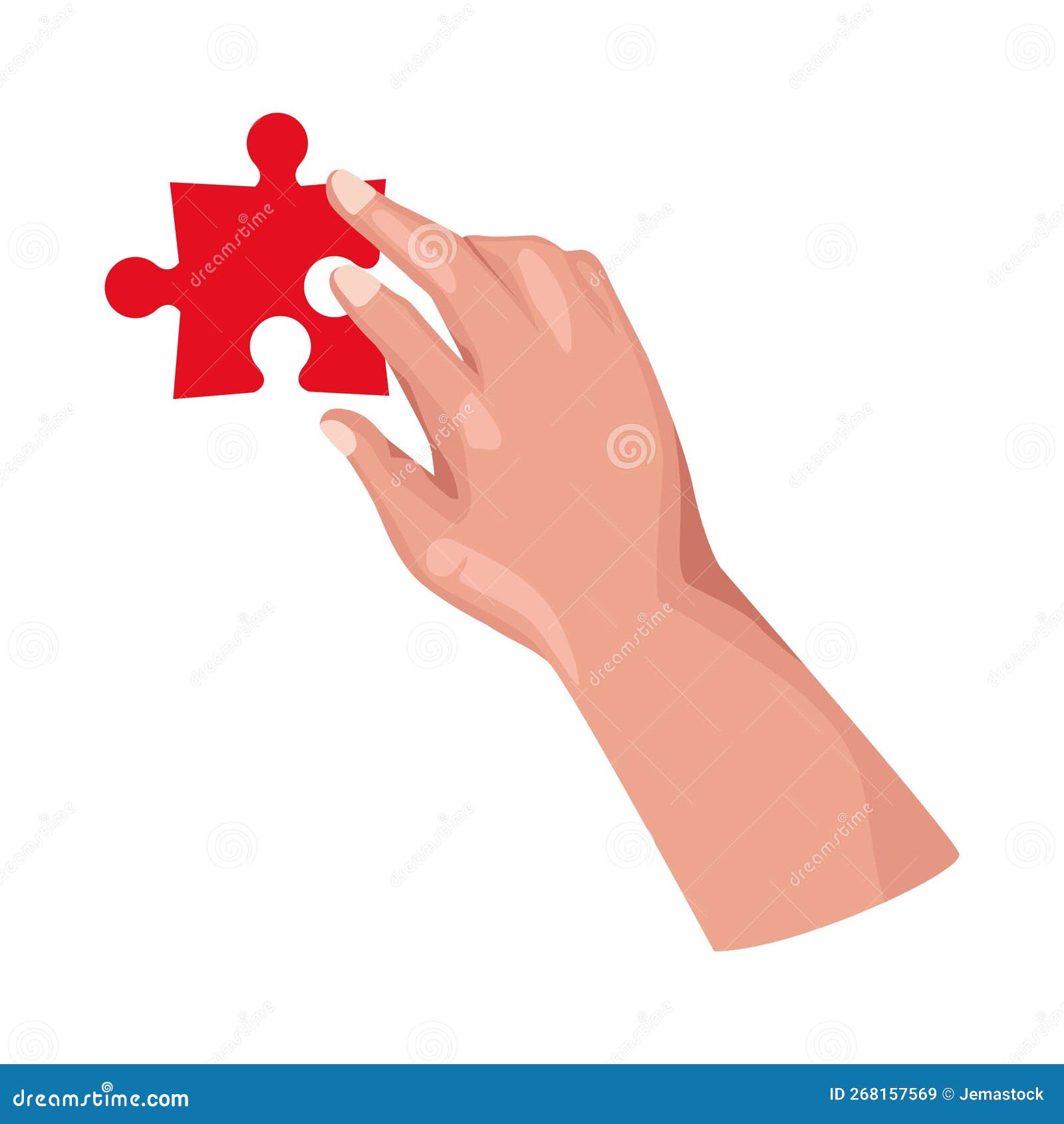 Hand playing with puzzle stock vector. Illustration of isolated - 268157569