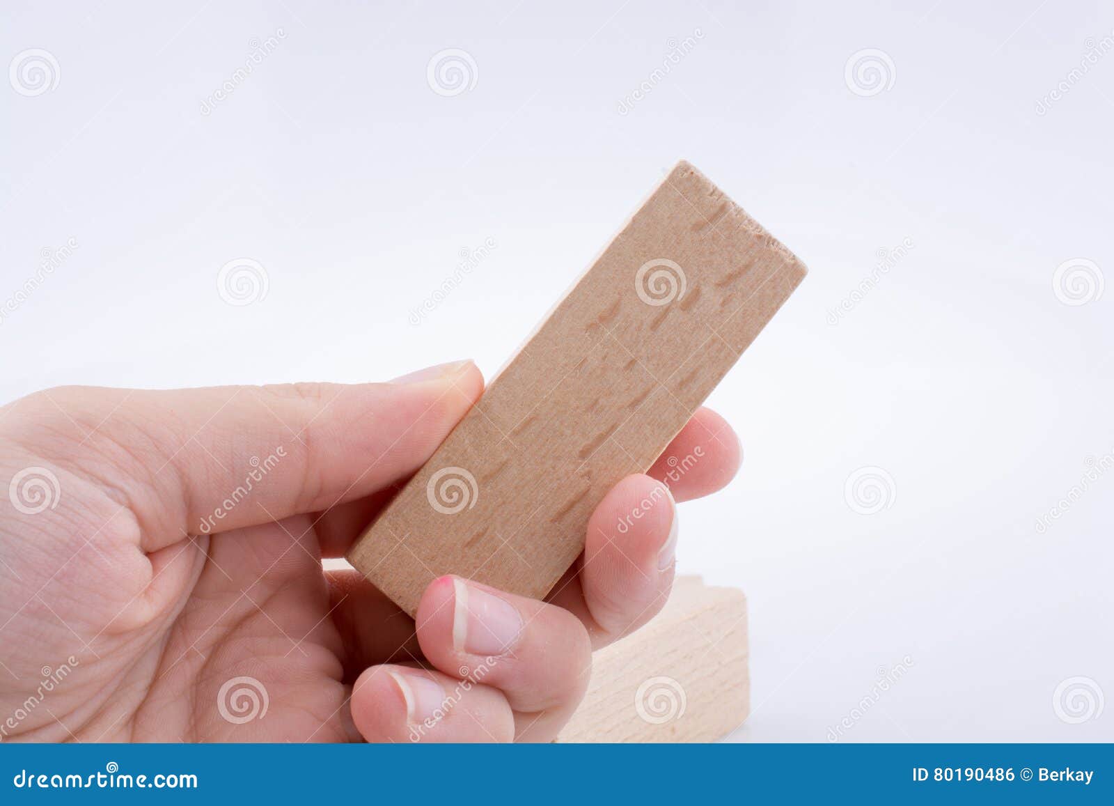 Hand Playing with Wooden Building Blocks Stock Photo - Image of holding ...