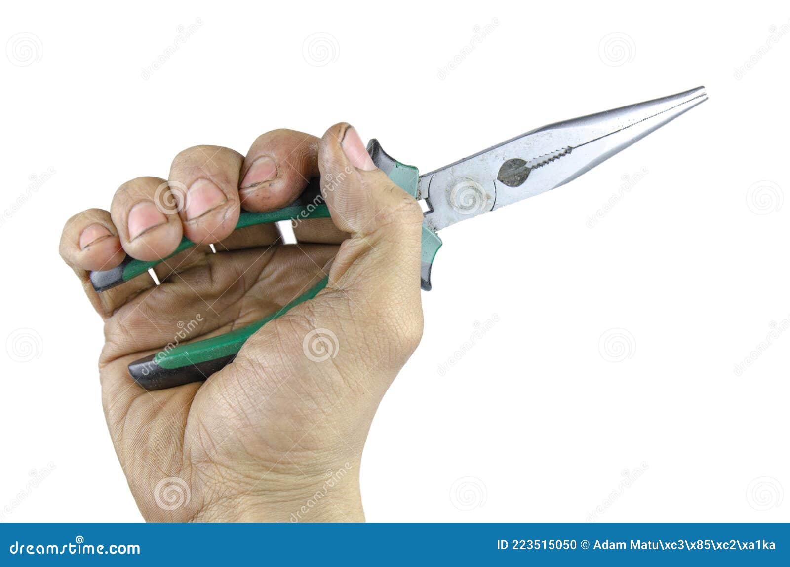 Hand with Pliers, Isolated on White Stock Photo - Image of clamp ...