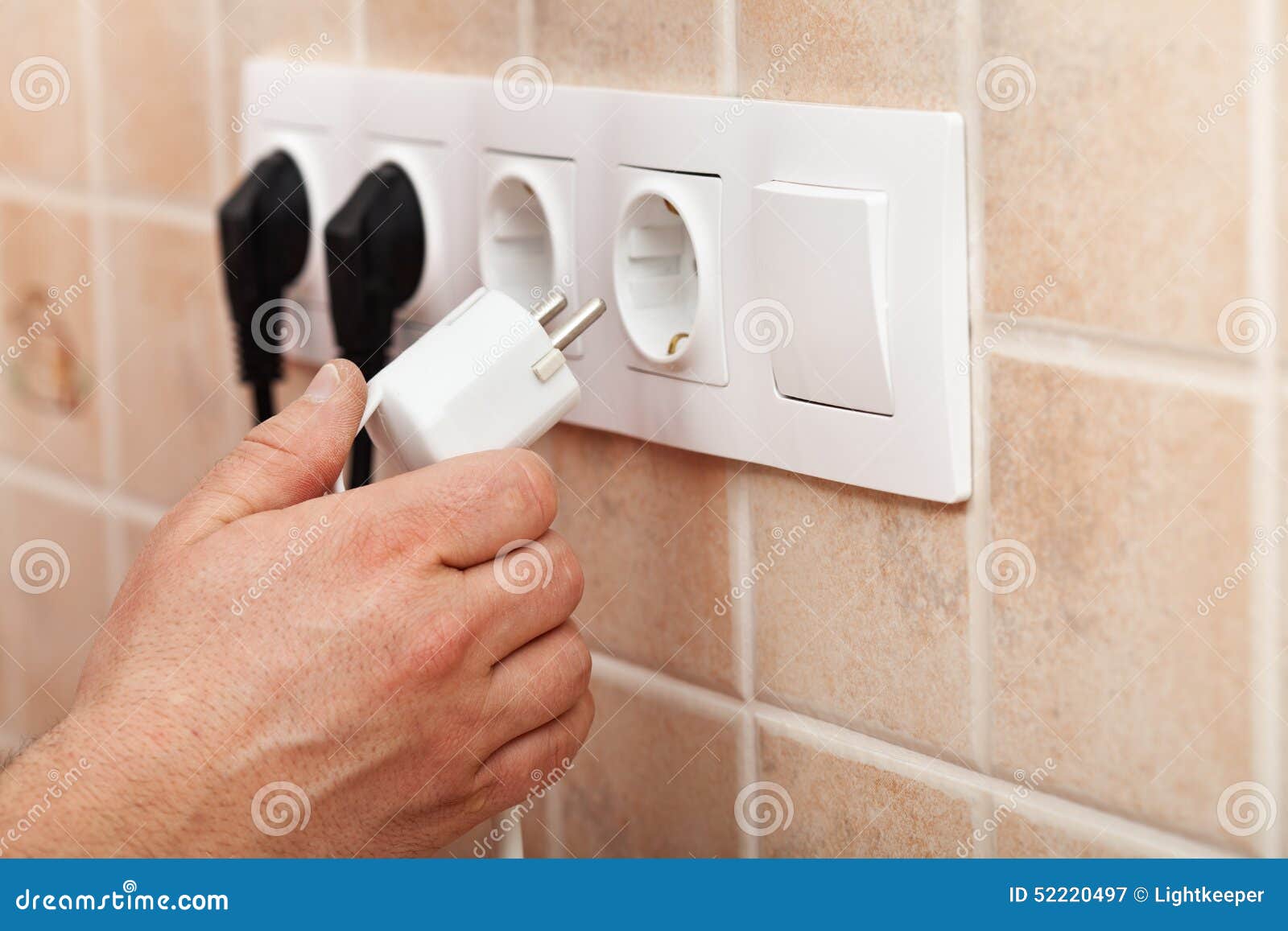 Hand Plugging Power Cord into Wall Outlet Stock Image - Image of ...
