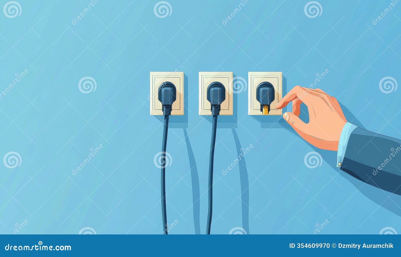 Hand Plugging into Power Outlet. Electrical Components. Cable Plugged ...