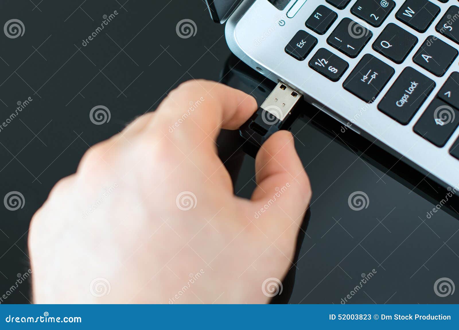 Hand Plugging Usb Flash Drive. Stock Image - Image of finger, laptop ...
