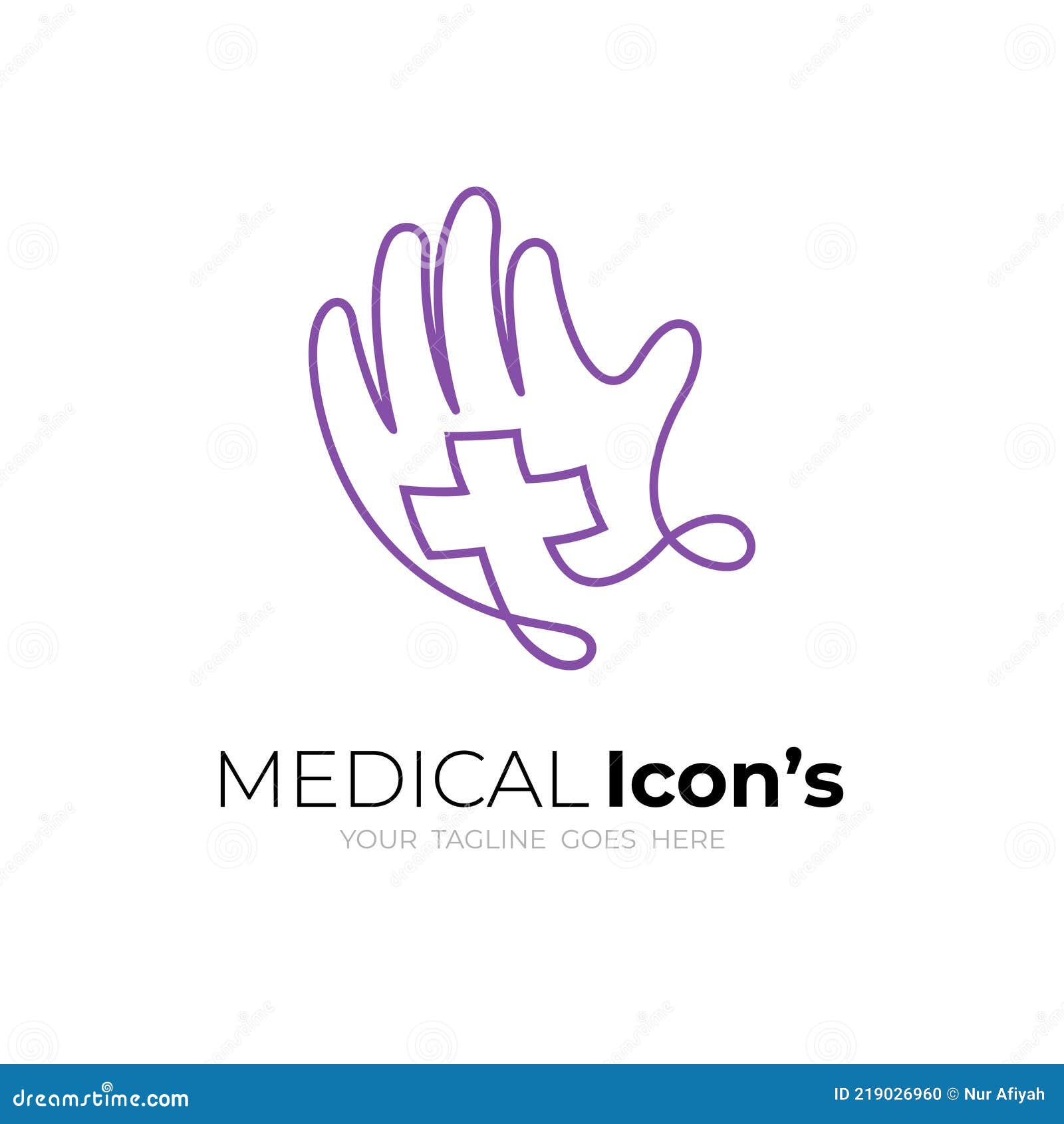 Hand and Plus Logo with Line Design Medical Stock Vector - Illustration ...