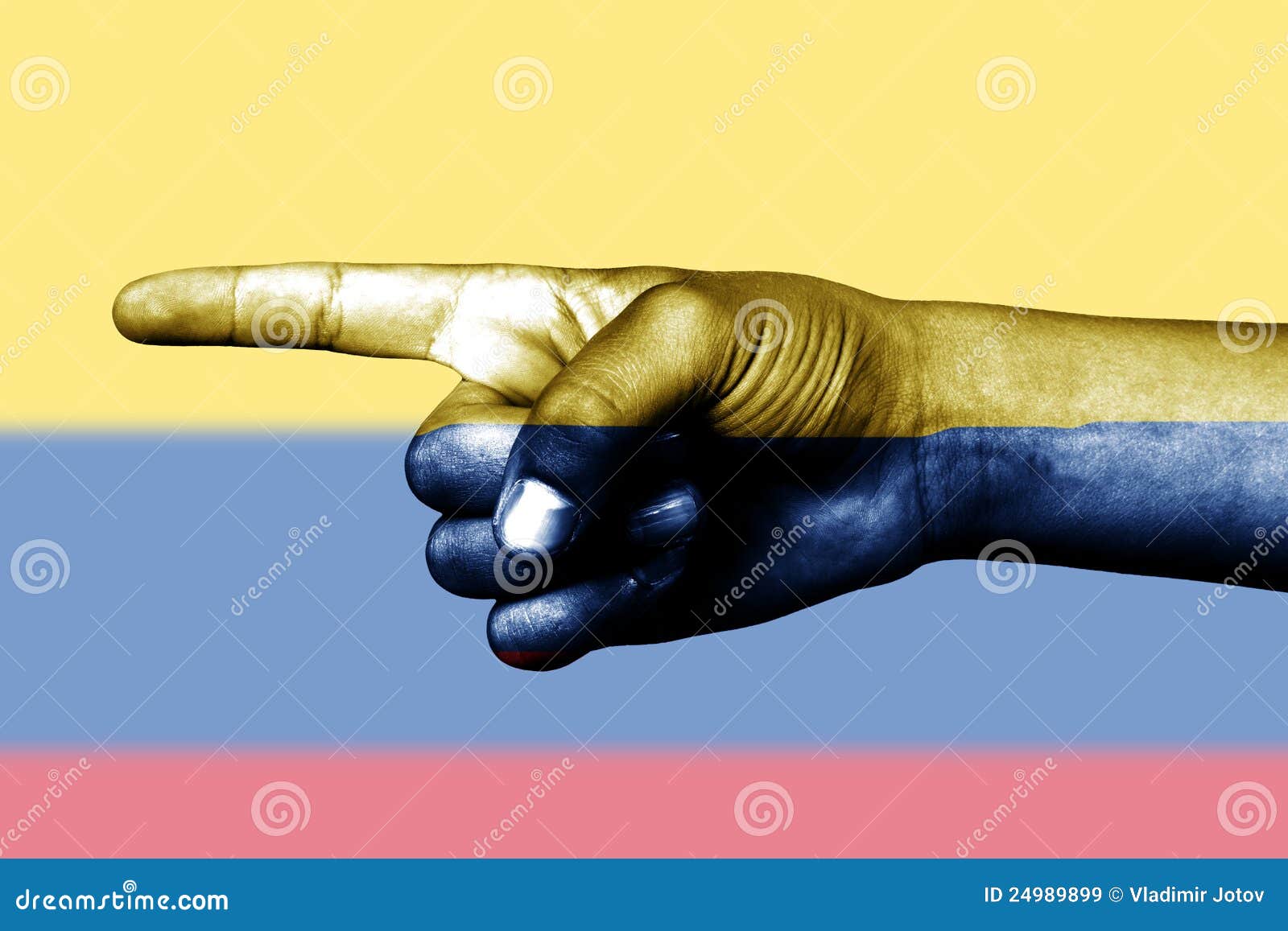 Hand Point with Finger in Colombia National Flag Stock Image - Image of ...