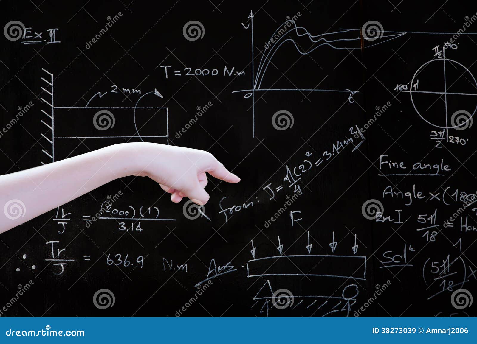 Hand Point To Text on Blackboard Stock Image - Image of mathematical ...