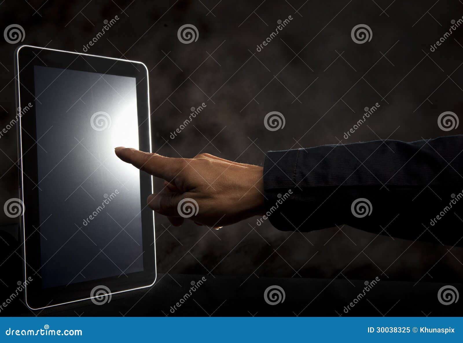 Hand Point To Touching on Tablet Screen Stock Image - Image of ...