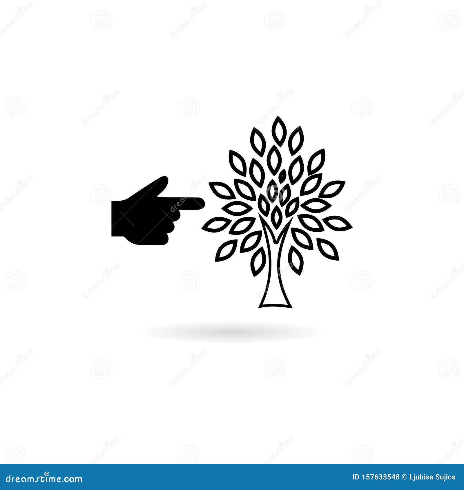 Hand with Pointed Finger with Symbolic Tree Stock Vector - Illustration ...