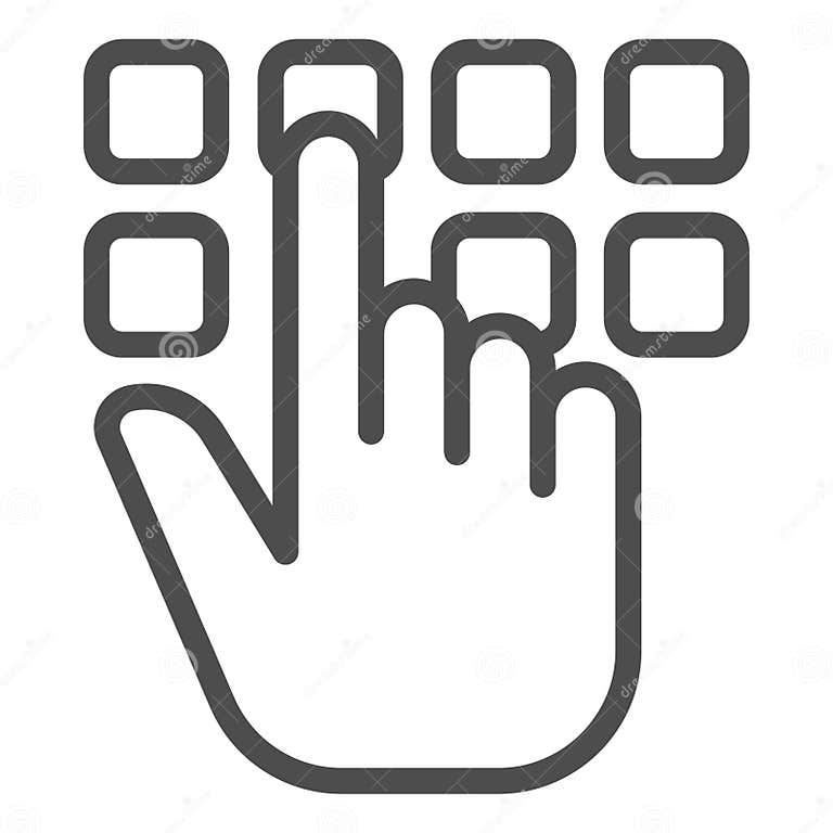 Hand Pointer with Buttons Line Icon, Hacker Attacks Concept. Vector ...