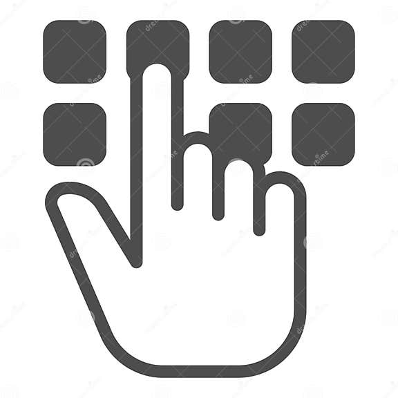 Hand Pointer with Buttons Solid Icon, Hacker Attacks Concept. Vector Graphics Stock Illustration ...