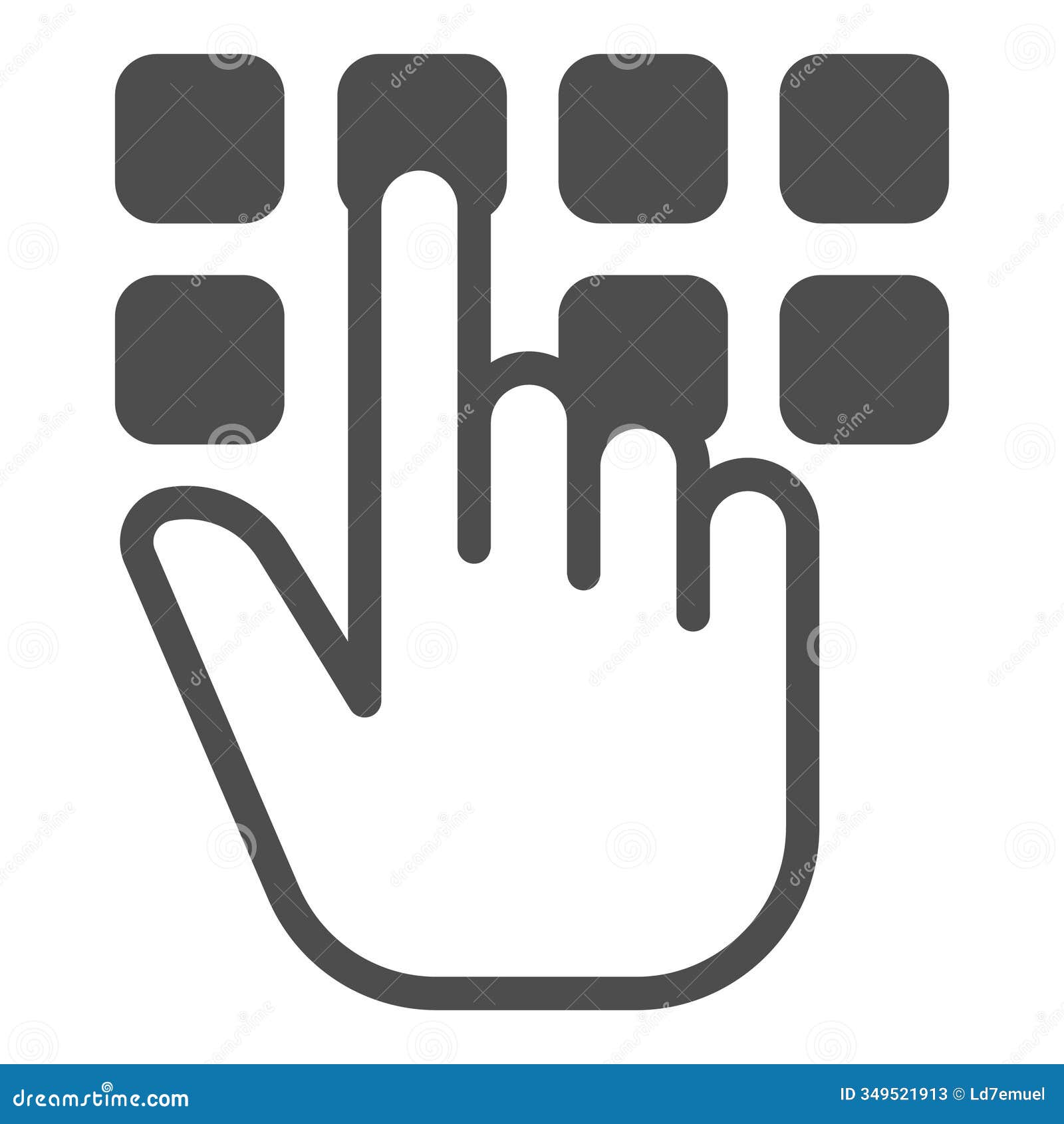 Hand Pointer with Buttons Solid Icon, Hacker Attacks Concept. Vector ...
