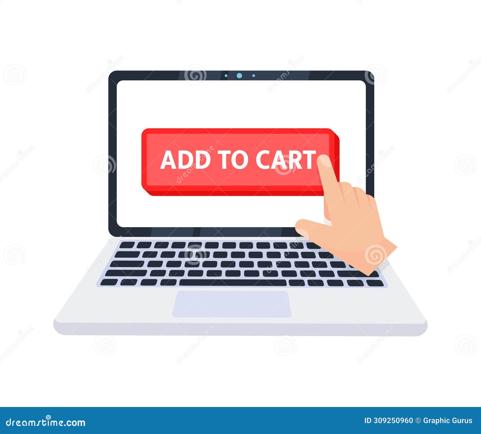 Hand Pointer Clicking on a Add To Cart Button on a Laptop Screen ...