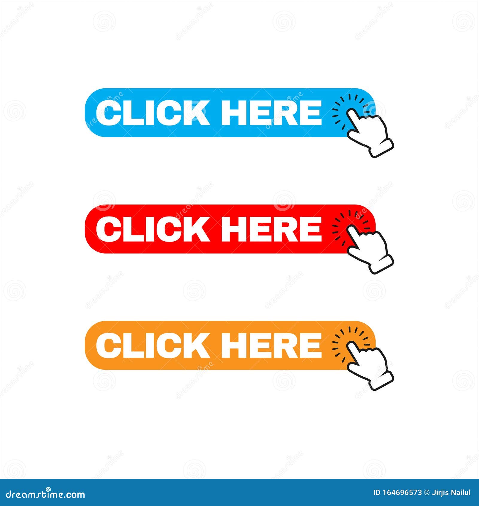 Hand Pointer Clicking Click Here Button Vector. Round Shape Click Here Icon for Web Banner and ...