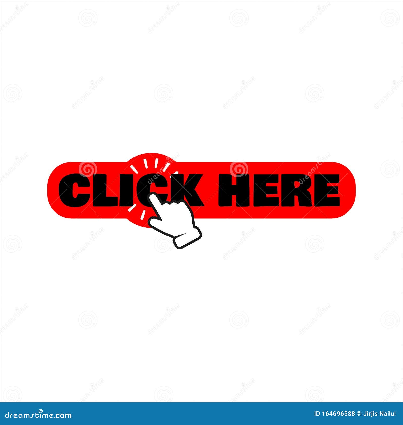 Hand Pointer Clicking Click Here Button Vector. Round Shape Click Here ...