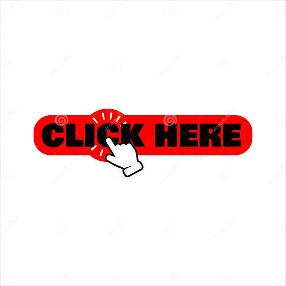 Hand Pointer Clicking Click Here Button Vector. Round Shape Click Here ...