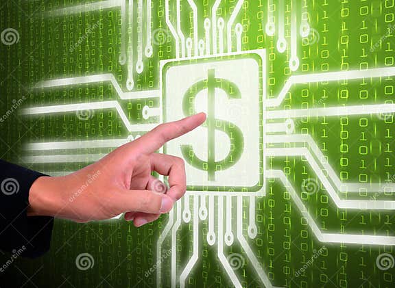 Hand Pointer on Dollar Symbol Stock Image - Image of circuit, hologram ...