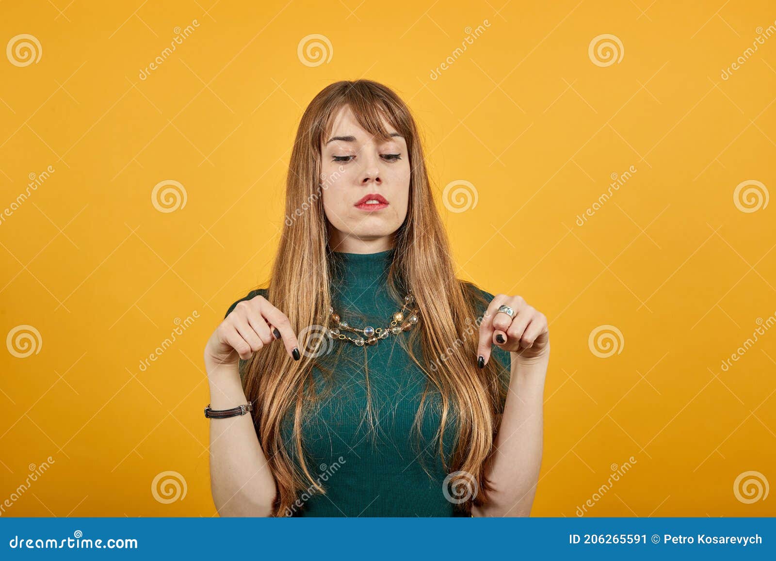 Hand Pointer with Forefinger Pointing Down. Index Finger To Show ...