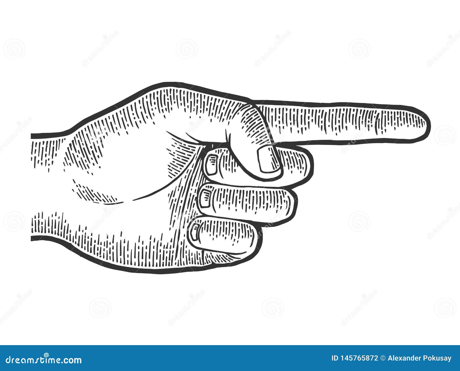 Hand Pointer with Index Finger Sketch Engraving Stock Vector ...