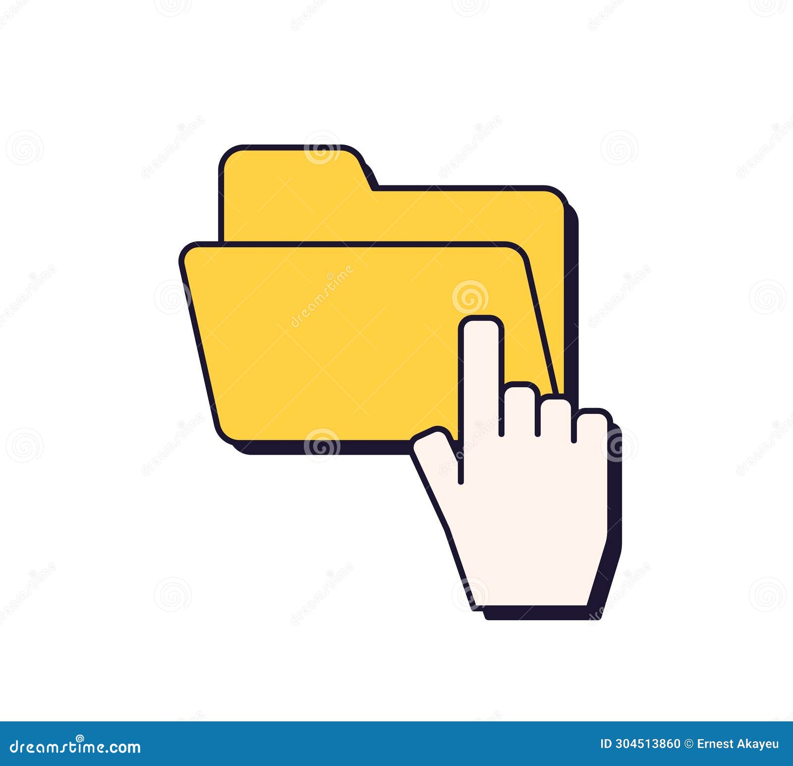 Hand Pointer Opening Computer Folder. Empty File Icon in Retro 90s and 00s Design Style Stock ...